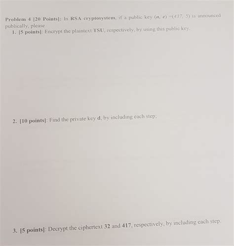 solved problem 4 120 points] in rsa cryptosystem if a