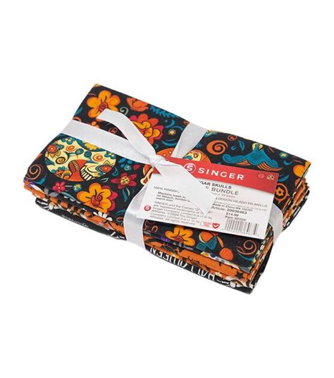 Singer 18 X 21 Sugar Skulls Halloween Cotton Fabric Quarter Bundle