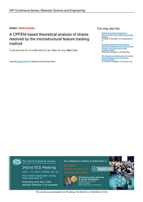Pdf A Cpfem Based Theoretical Analysis Of Strains Resolved By The