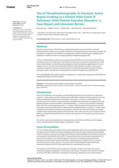 Pdf Use Of Thromboelastography In Coronary Artery Bypass Grafting In