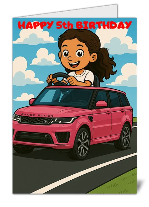 5th Range Rover Birthday Card For Girls Bright Cartoon Suv Uk036