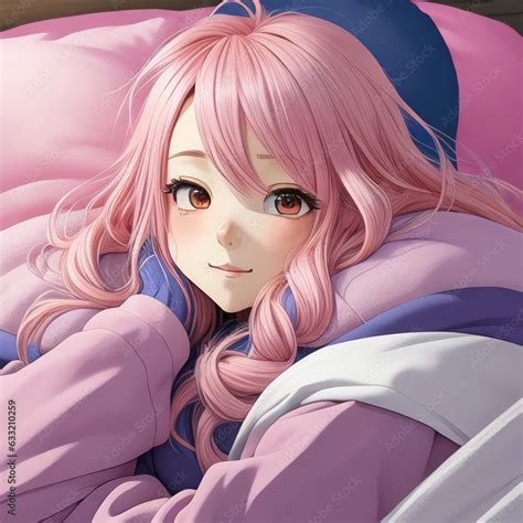 A Beautiful Anime Lo Fi Girl Chilling At Night Anime Girl Lying On Bed