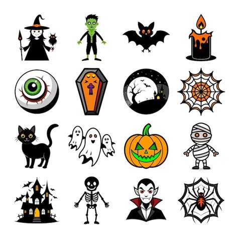 El Conjunto De Iconos De Halloween Vector Premium