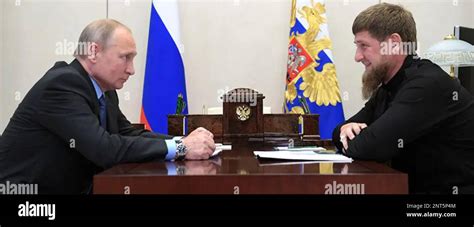 Vladimir Putin President Of Russia At Left With Chechen Leader Ramzan