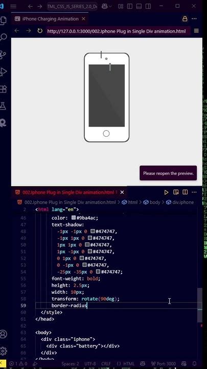 Iphone Plug In Single Div Animation Shortscssjshtmlcoding Youtube