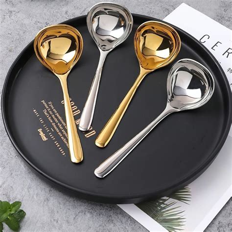 HCM Thìa Muôi Lỗ Vá Múc Canh Inox 304 Mạ Vàng Bạc Cao Cấp