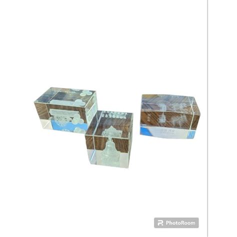 Unbranded Office 3d Laser Etched Clear Crystal Glass Cube 3 Cannon
