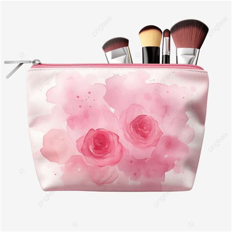Pink Cosmetic Bag Watercolor Illustration Ai Generative Woman Design