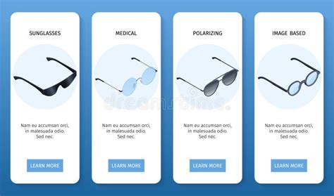 Isometric Sunglasses Vertical Banner Template Set Stock Illustration
