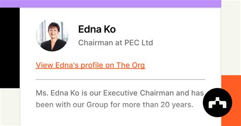 Edna Ko Chairman At Pec Ltd The Org