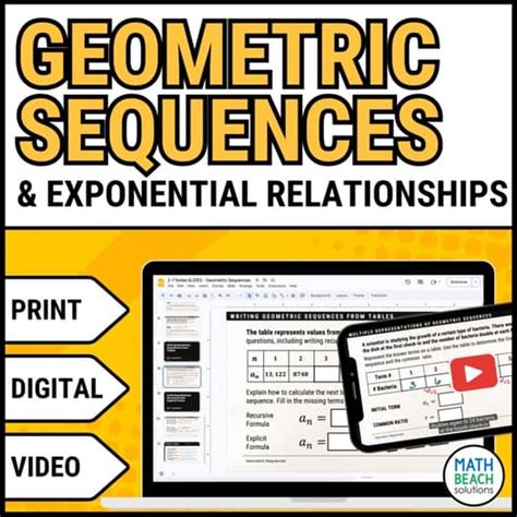 Geometric Sequences Activity And Guided Notes By Math Beach Solutions