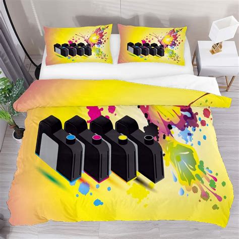 Juego de funda de edredón juego de ropa de cama de piezas colorida tinta con mariposa