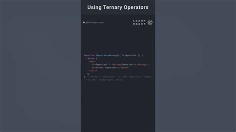 Ternary Operators In React Coding Reactfrontend Webdevelopment Programming Frontend React