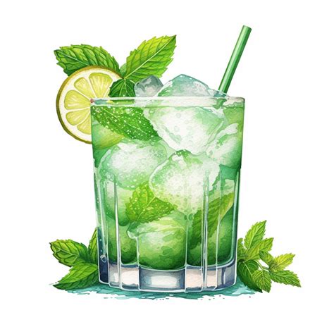 Premium Ai Image There Is A Glass Of Ice And Minty Drink With A Slice