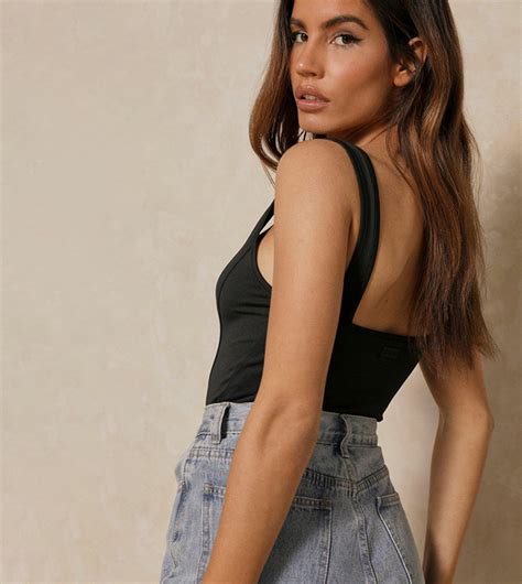 Buy Misspap Label Binding Detail Thong Bodysuit In Black 6thstreet Qatar