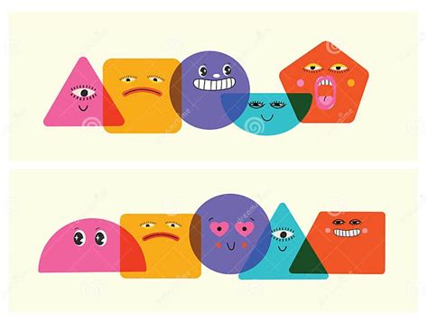 Collection Of Abstract Comic Faces With Various Emotions Crazy