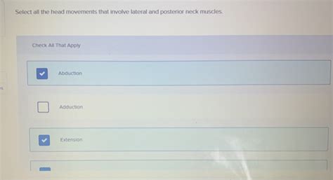 Solved Select All The Head Movements That Involve Lateral