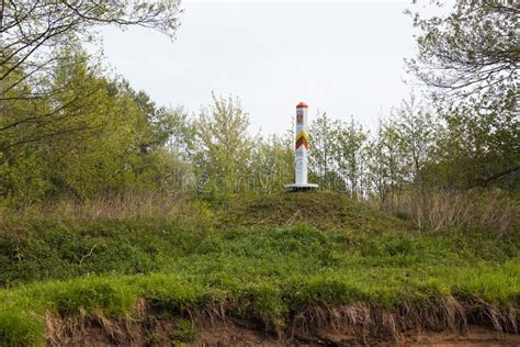 Lithuanian Border Pole On Border Line Stock Image Image Of Mark