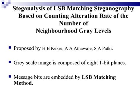 Steganalysis Of Lsb Matching Steganography Ppt
