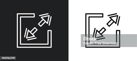 윤곽선 아이콘의 크기를 흰색과 검은색으로 조정합니다 웹 모바일 앱 및 Ui용 화살표 컬렉션의 플랫 벡터 아이콘 크기를 조정합니다