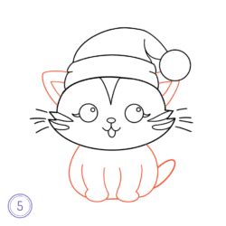 How To Draw A Cute Christmas Cat A Step By Step How To Mimi Panda