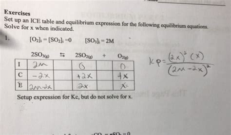 Solved Exercises Set Up An ICE Table And Equilibrium Chegg