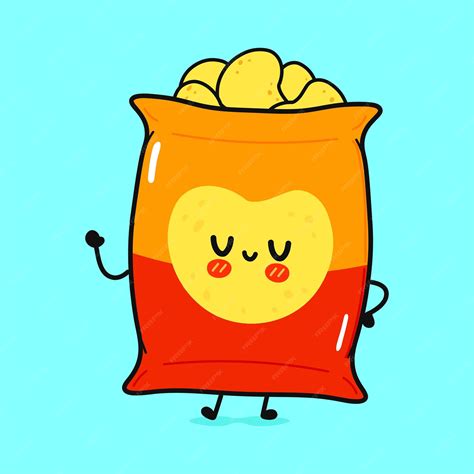 Premium Vector Cute Funny Chips Waving Hand Character