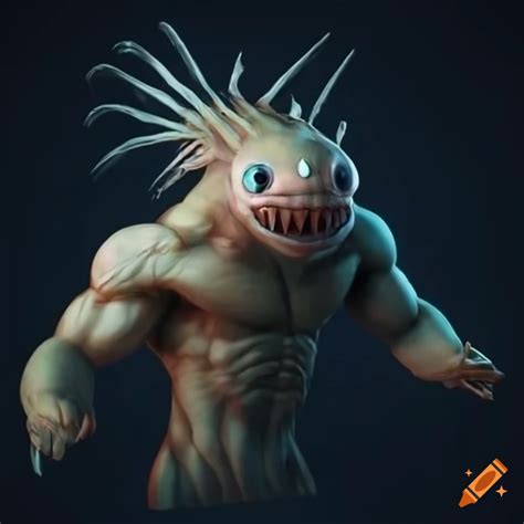 Humanoid Muscular Anglerfish Creature On Craiyon