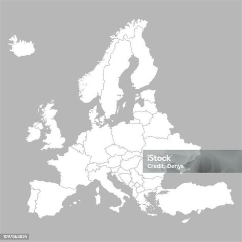 Carte Vierge De Leurope Avec Les Pays Blanc Deurope Carte Isolée Sur