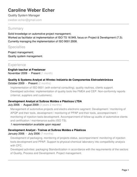 Currículo Curriculum Vitae Docsity