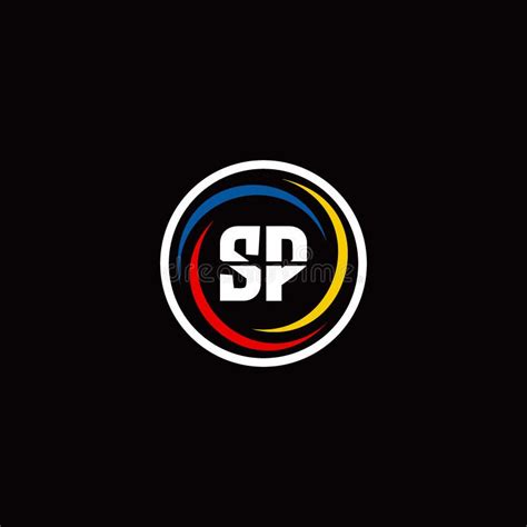 SP Monogram Logo Isolated On Circle Shape With 3 Slash Colors Rounded