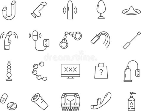 Set Of Sex Toys Icons Line Vector Icons Stock Vector Illustration Of Doll Icon 121071168