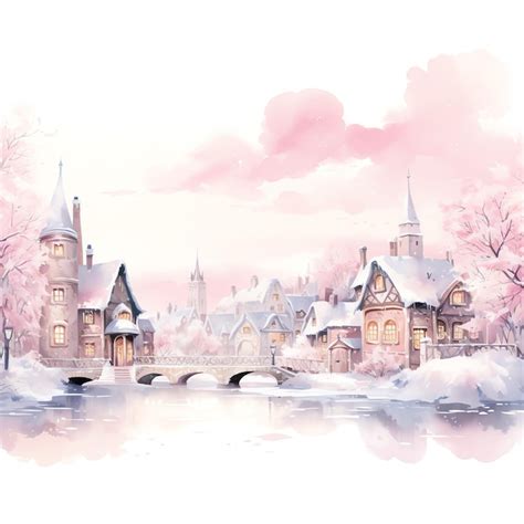 Premium Photo Pink Winter Village In Soft Pink Colors For Winter Time