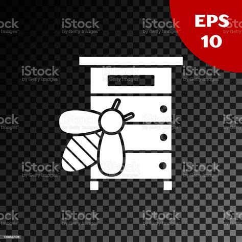 투명 한 어두운 배경에 격리 된 꿀벌 아이콘에 대 한 흰색 하이브입니다 벌집 기호입니다 양봉및양봉 달콤한 천연 식품 벡터 일러스트레이션 0명에 대한 스톡 벡터 아트 및 기타