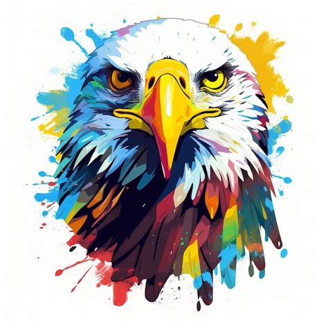 Cabeza de águila colorida ilustración fondo blanco Foto Premium