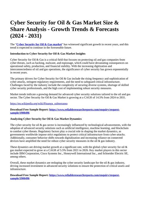 Reportprime Cyber Security For Oil And Gas Market Size And Share Analysis