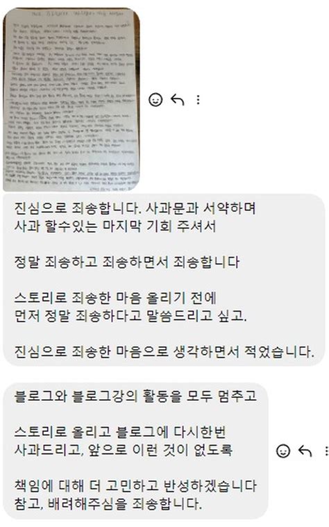 자필 사과문과 블로그 폐쇄 블로그 강의 및 수익활동 1년 금지 서약서 받았습니다 솔직히 만족스럽지 않습니다 이래도 저희 피해가 복구되는것도 아무것도 없고 오히려