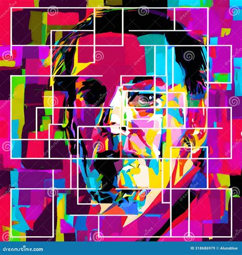 Abstract Digital Portrait With Geometric Shapes And Bright Colors Stock Image Image Of