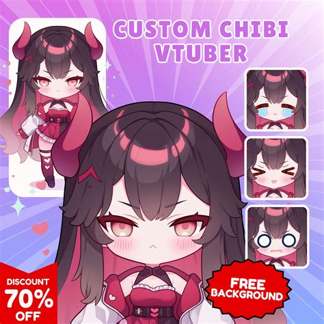 Custom Live2d Chibi Vtuber Female Vtuber Model Cute Vtuber Model Vtuber Assets Png Tuber Custom