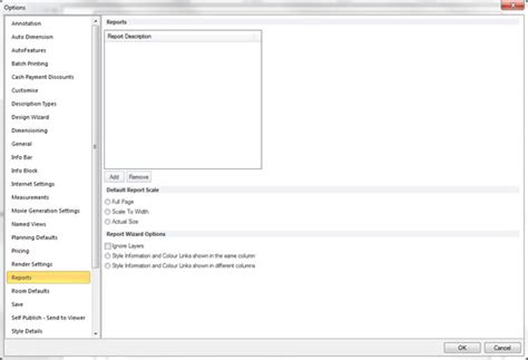 Change The Default Report Options