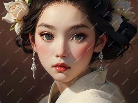 Premium Photo Beauty Portrait Of Anime Girl With Clean Healthy Skin