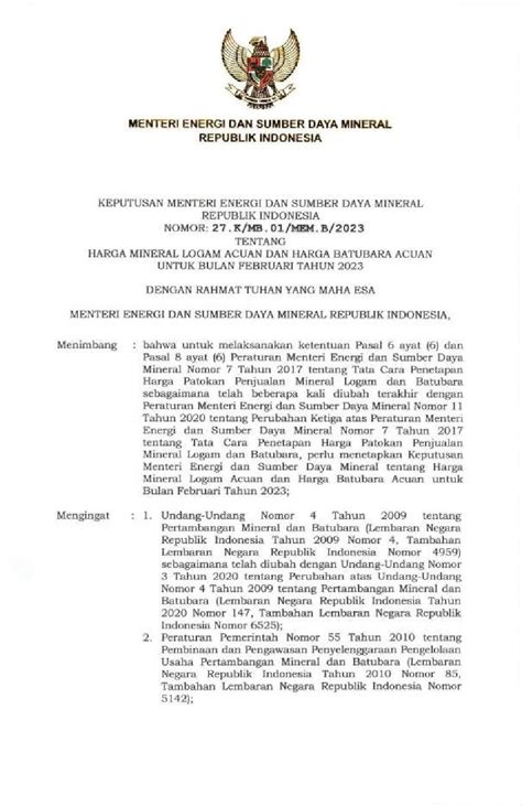 Keputusan Menteri Energi Dan Sumber Daya Mineral No K MB MEM B