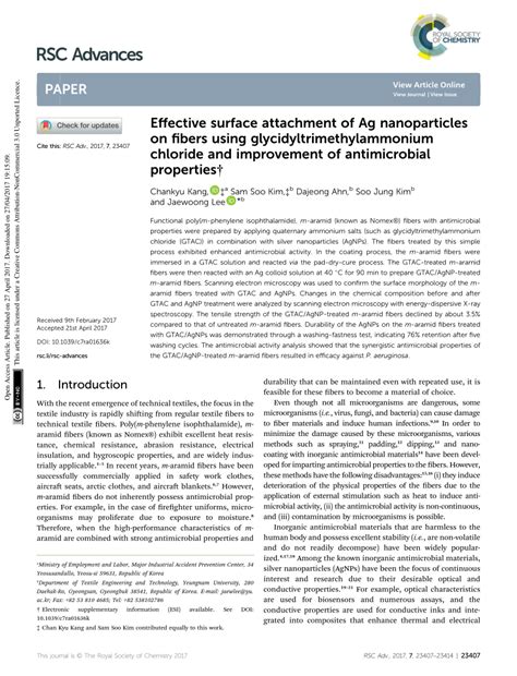 Pdf Effective Surface Attachment Of Ag Nanoparticles On Fibers Using