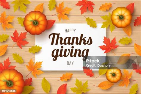 가을 단풍 호박과 나무 배경 행복 한 감사 일 배경입니다 벡터 일러스트레이션 추수감사절에 대한 스톡 벡터 아트 및 기타 이미지 추수감사절 10월 11월 Istock