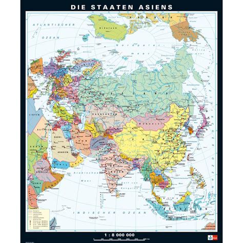 Klett Perthes Verlag Kontinent Karte Asien Physischpolitisch