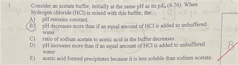 Solved Consider An Acetate Buffer Initially At The Same Ph