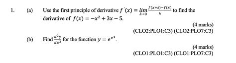 Solved A Use The First Principle Of Derivative Chegg