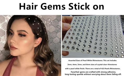 Go Ho 3 Sheets Of Self Adhesive Facehair Gems Rhinestones