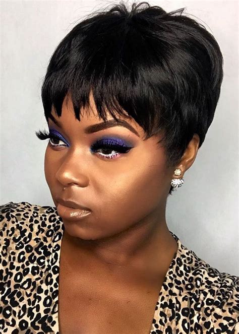 Womens Short Pixie Cut Wigs Human Hair Straight Capless Short 120