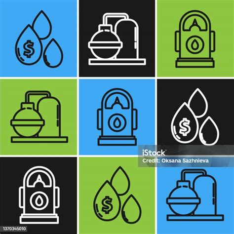 Atur Garis Penurunan Minyak Dengan Simbol Dolar Pompa Bensin Atau Gas